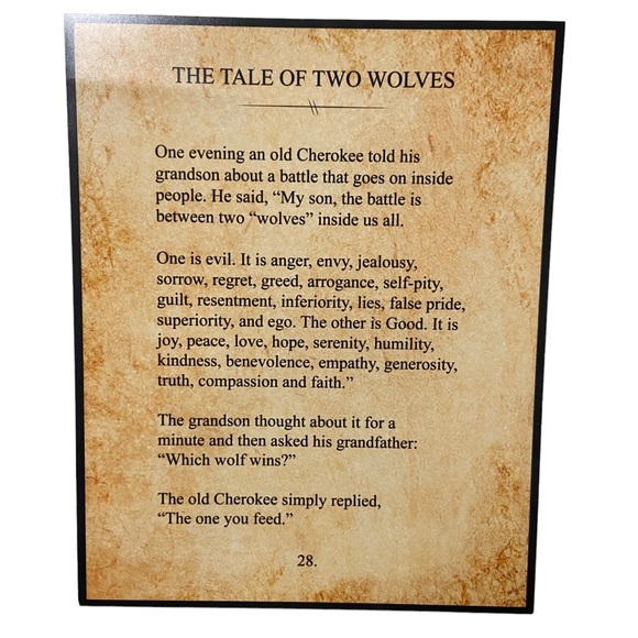 Wall Decor | The Tale Of Two Wolves Poster 8 X 1 Unframed | Poshmark
